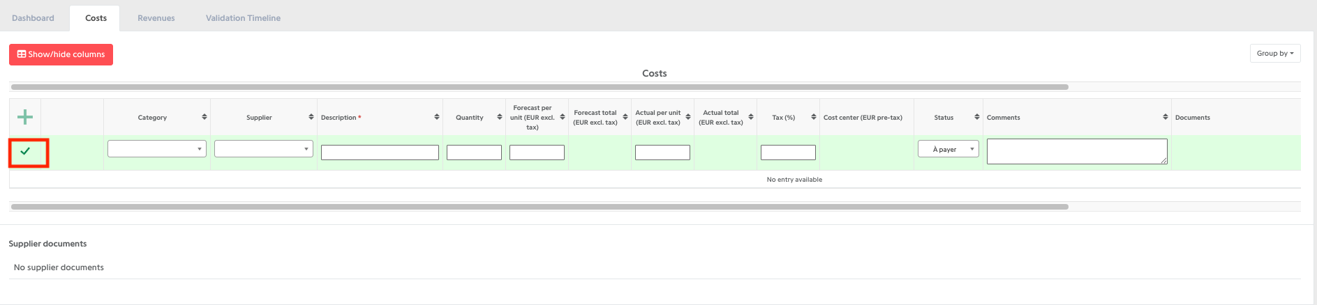 How to enter a new cost line? – Eventdrive support center