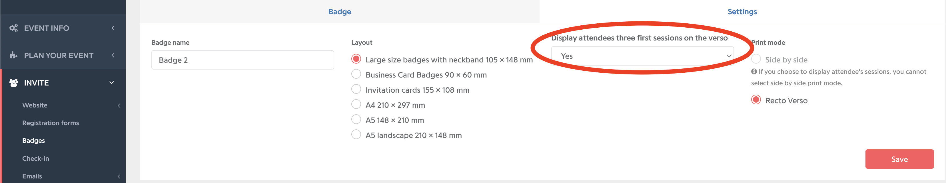 Create your participants' badges – Eventdrive support center